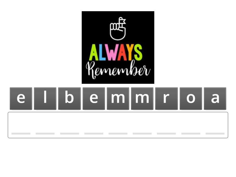 6B Chapter 6 Memorable Experiences - Anagram