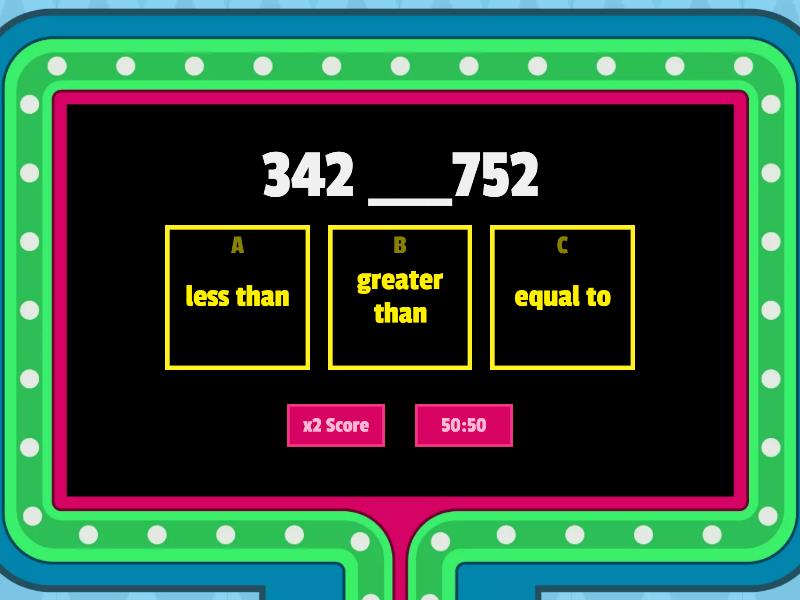 G2 - Math - Compare 2 Numbers - Gameshow quiz