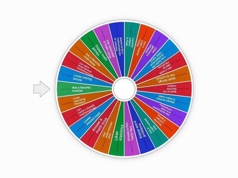 Math Icebreaker Bingo - Spin the wheel