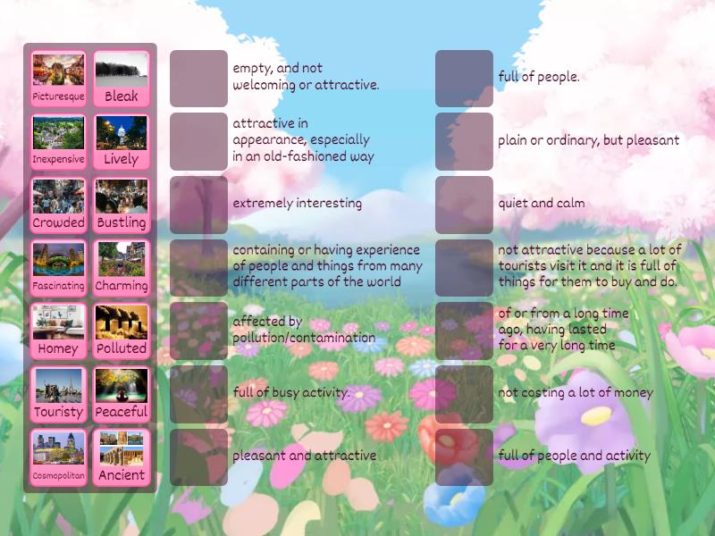 Adjectives to describe places - Match up