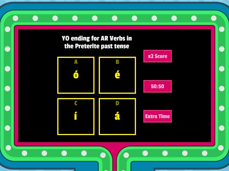 AR Preterite Verbs - Gameshow quiz