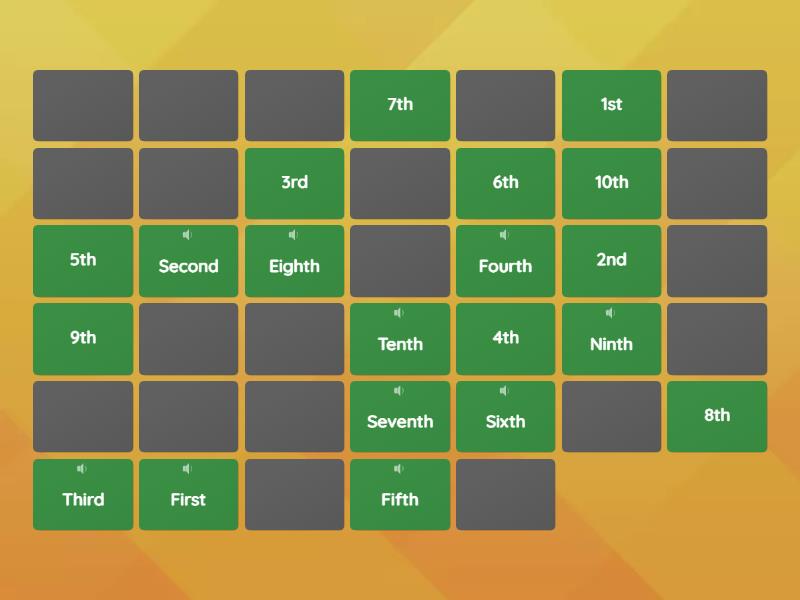 Ordinal numbers 1-20 - Matching pairs