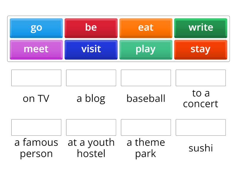 Pre-Intermediate 2 - Unit 2 - Vocabulary I: collocation experiences - Match up