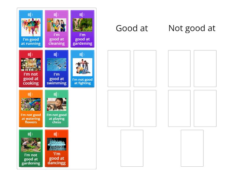 Good at..........not good at - Group sort