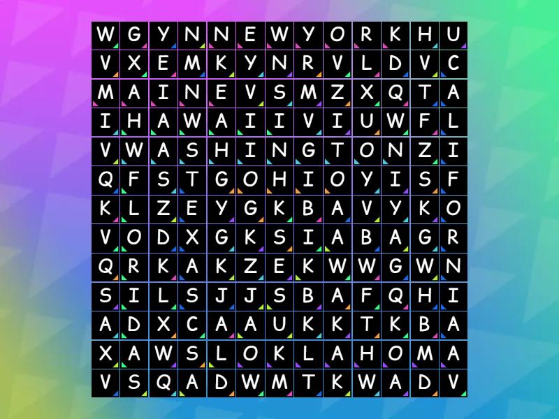 States of the USA - Wordsearch