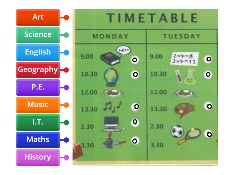 BK- timetable - Labelled diagram