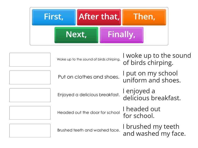 Sequencing Events Warm Up - Match up