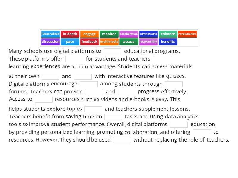 School Digital Platforms - Complete the sentence