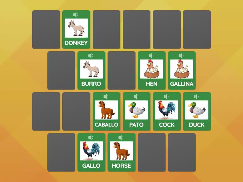 FARM ANIMALS MEMORY GAME - Matching pairs
