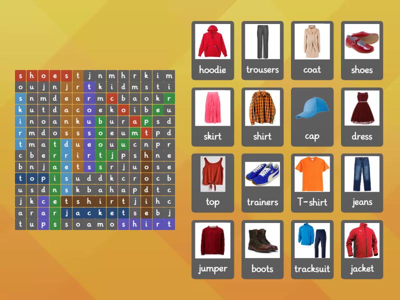 Go Getter 1 (Unit 2 Lesson 2.1 Clothes) - Wordsearch Go Getter 1 (Unit 2 Lesson 2.1 Clothes) - Wordsearch