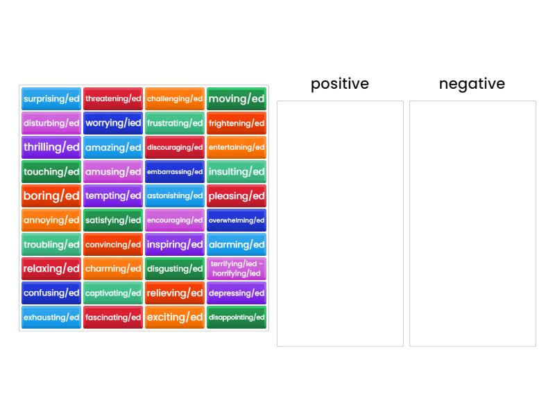 -ed/ing adjectives (positive/negative) - Group sort