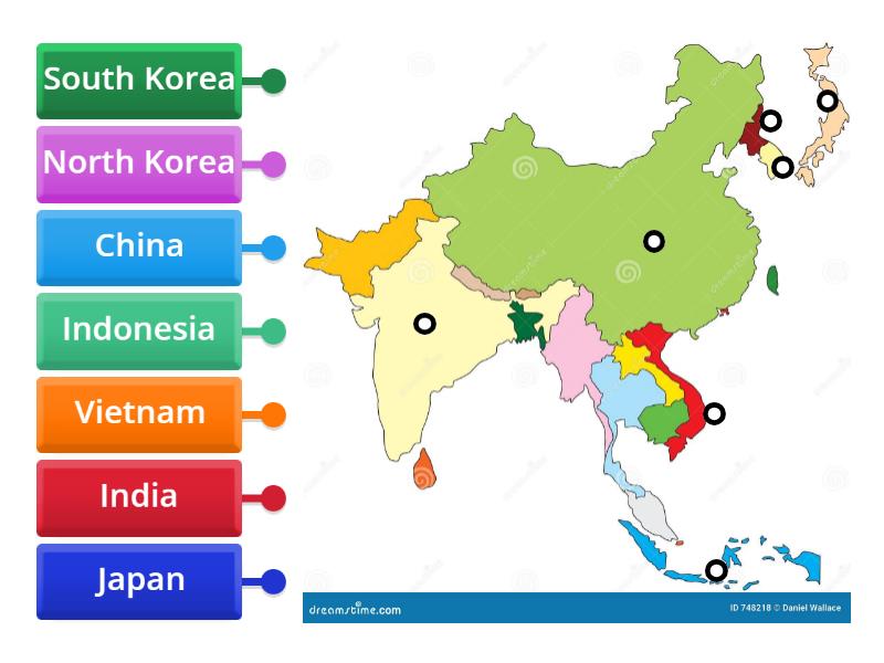 Southern and Eastern Asia Political Features - Labelled diagram