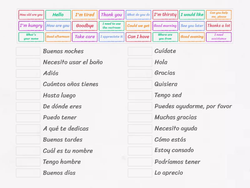 Frases basicas - Match up
