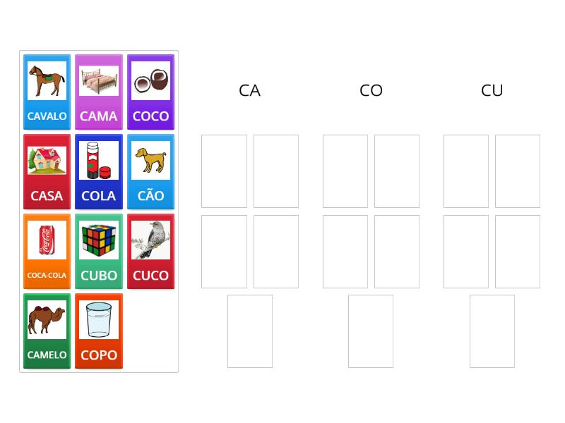 TREINO DE SILABAS CA CO CU - Group sort