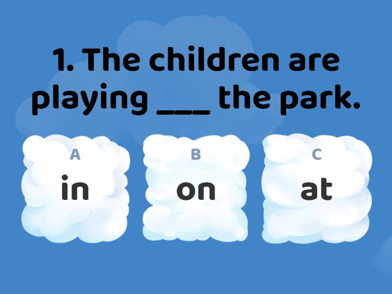 2B VOCABULARY Prepositions at, in, on EF - Quiz