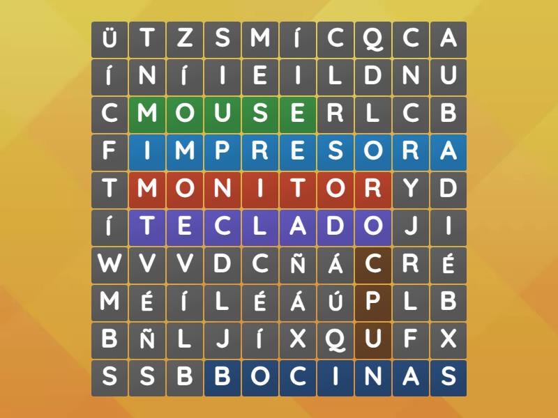Partes de la computadora - Caça-palavras