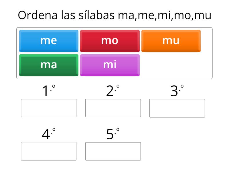 Las sílabas ma,me,mi,mo,mu - Rank order