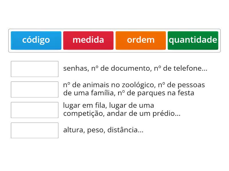 Código, medida, quantidade e ordem - 4º ano (anos iniciais) I - Une las ...