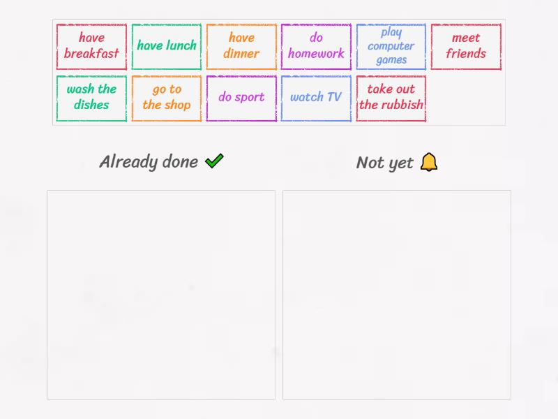 What have you already done today? - Categorize
