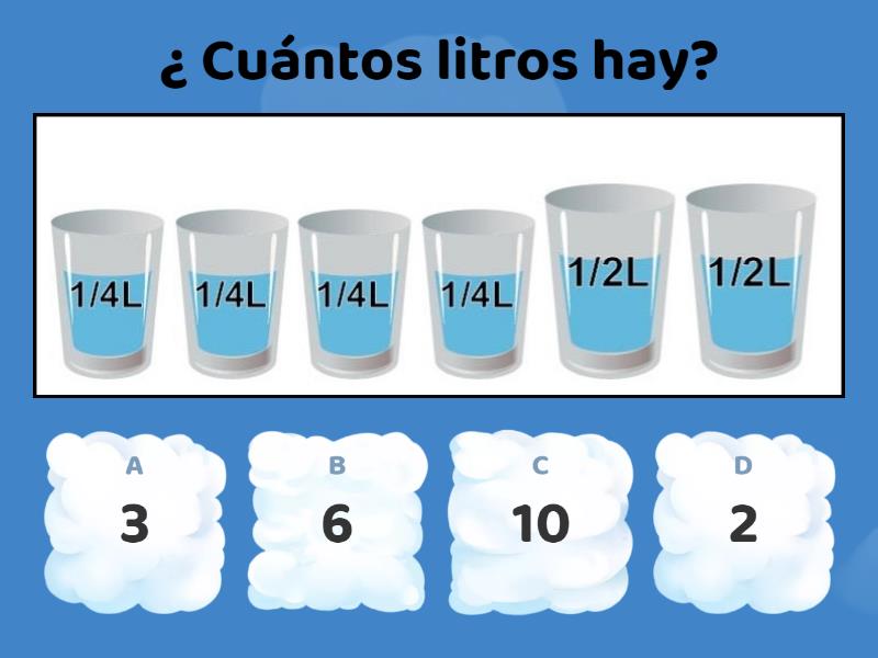 ¿CUÁNTOS LITROS o 1/2 LITROS HAY? - Quiz