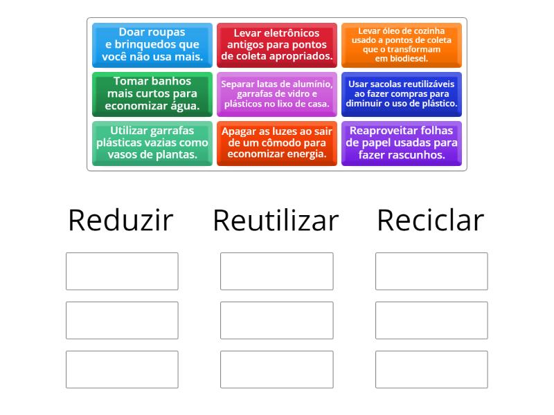 Os 3 Rs do Consumo Consciente - Group sort