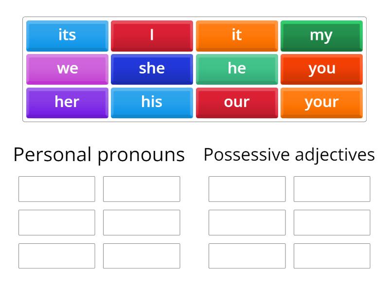 fly high 2 lessons 9-10(Possessive adjectives) - Group sort