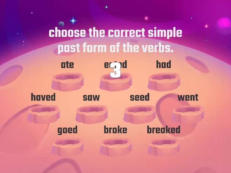 simple past form of irregular verbs - Whack-a-mole