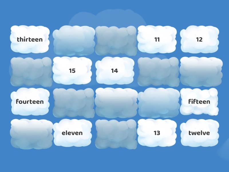 Memory game: Numbers 11 - 20 - Matching pairs