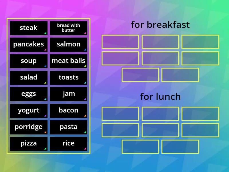 Breakfast/lunch - Group sort
