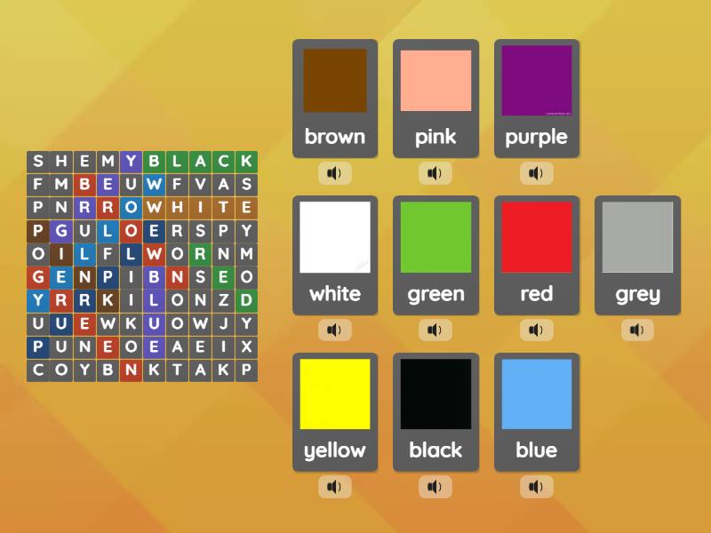 Find the word (colours) - Wordsearch