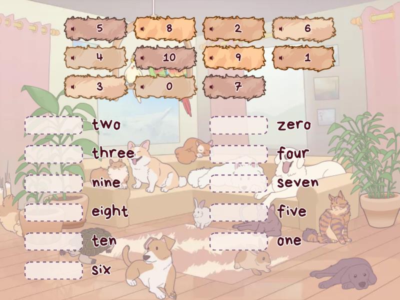 AA Number word - 0-10 - Match up