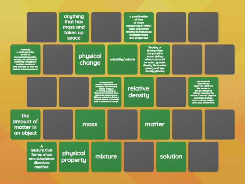 Properties of matter - Matching pairs