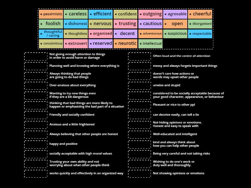 Roadmap B2 unit 1C Adjectives vocabulary - Match up