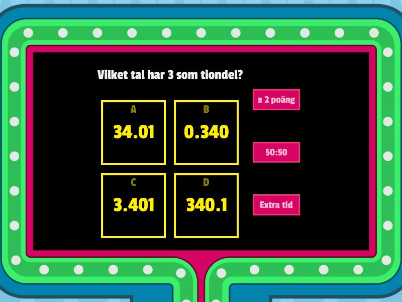 Decimaltal - Gameshow quiz