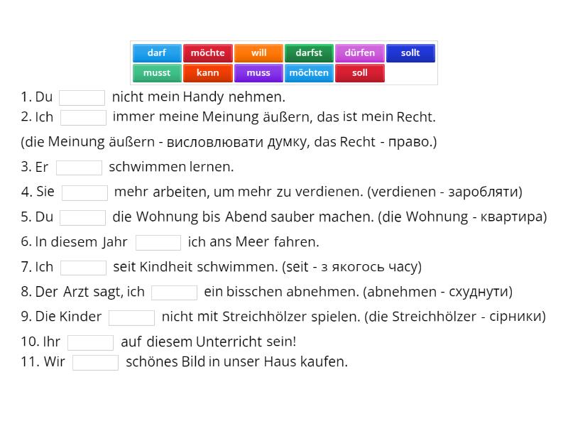 Modalverben - Complete the sentence