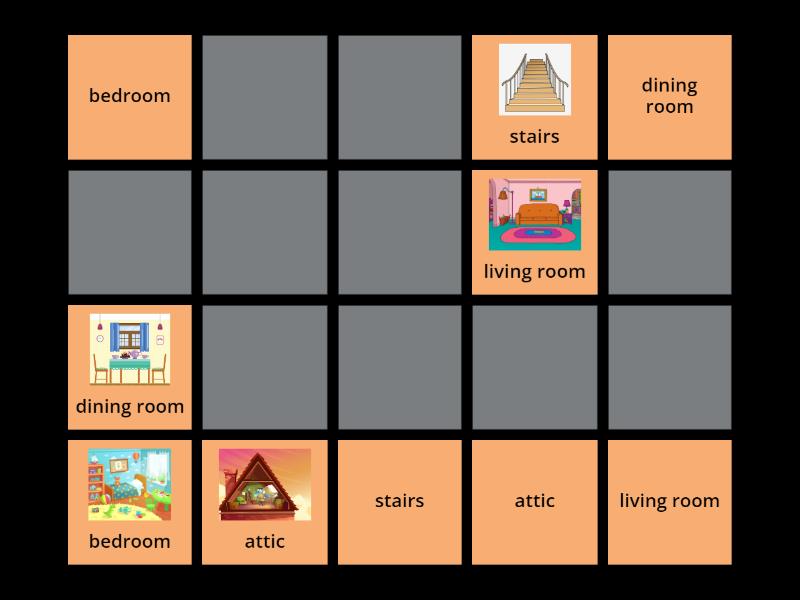 Parts of the house - Memory - Matching pairs