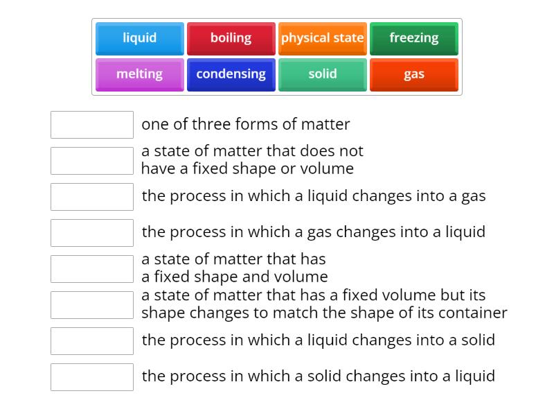 States of Matter Vocabulary lewis - Match up