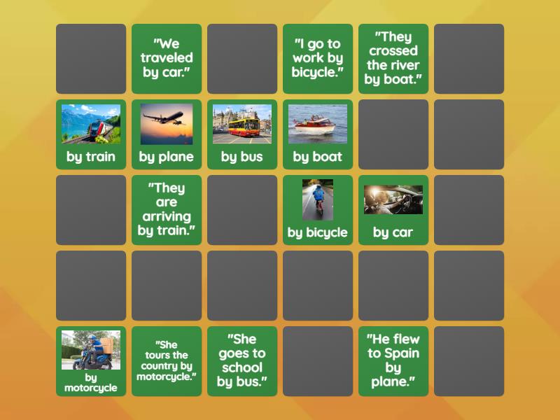 #3. Destinations, transportation - Matching pairs