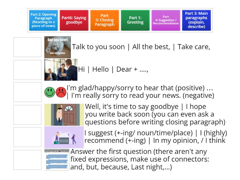 PET Writing email (step by step) - Match up