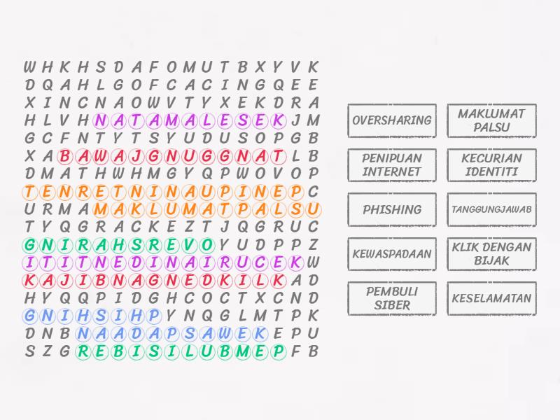 Kuiz Cari Kata Klik Dengan Bijak (KDB) - Wordsearch Kuiz Cari Kata Klik Dengan Bijak (KDB) - Wordsearch