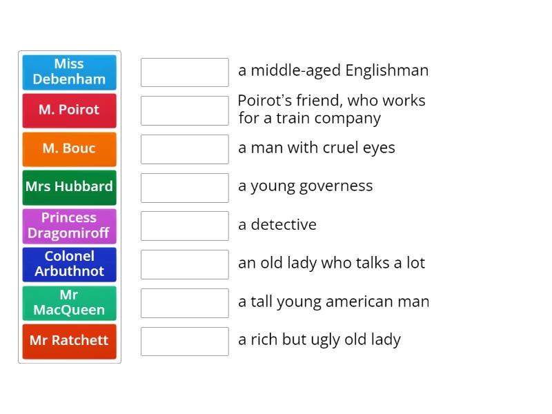 Murder at the Orient Express - Characters - Match up