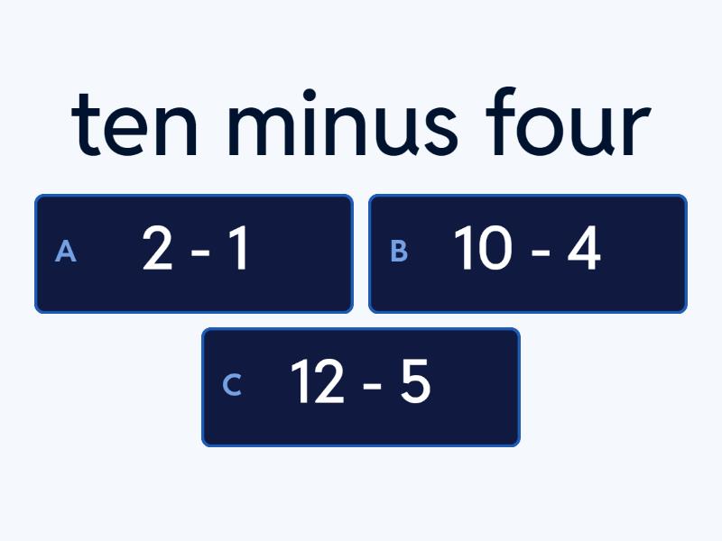 subtraction to 20 match words to number sums - Quiz