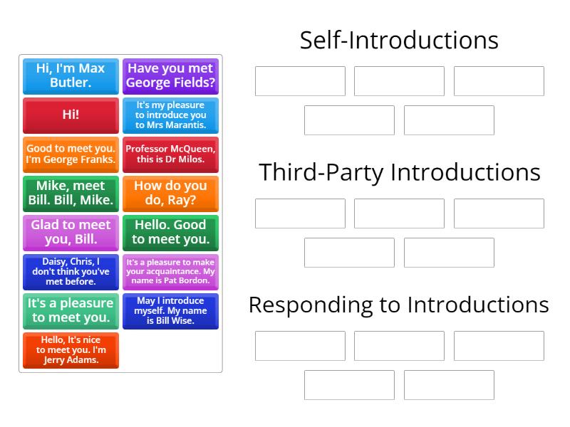 Making and Responding to Introductions - Group sort